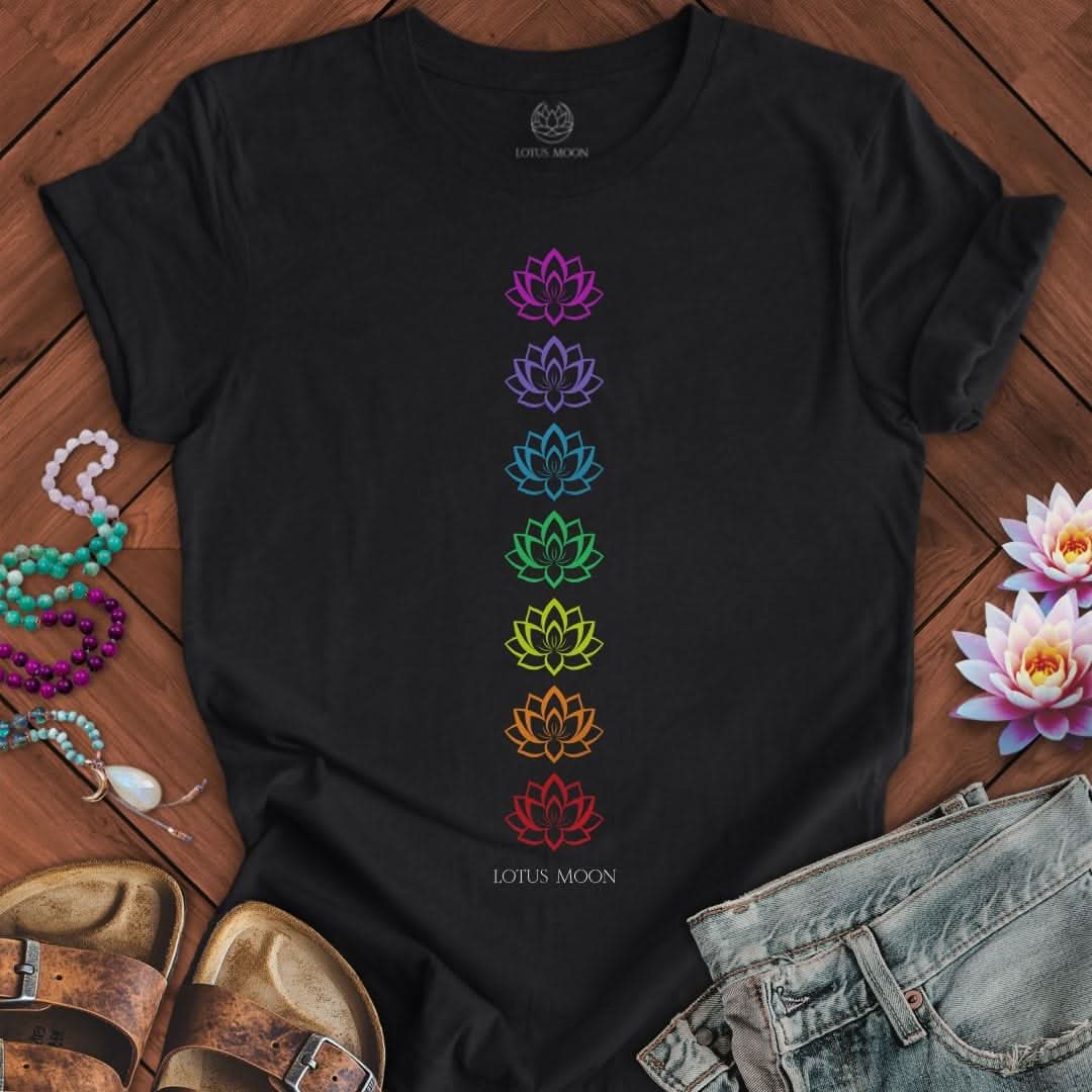 Lotus Chakra Alignment T-Shirt – 7 Chakra Lotus Flower Yoga Tee for Mindfulness & Energy Healing ...