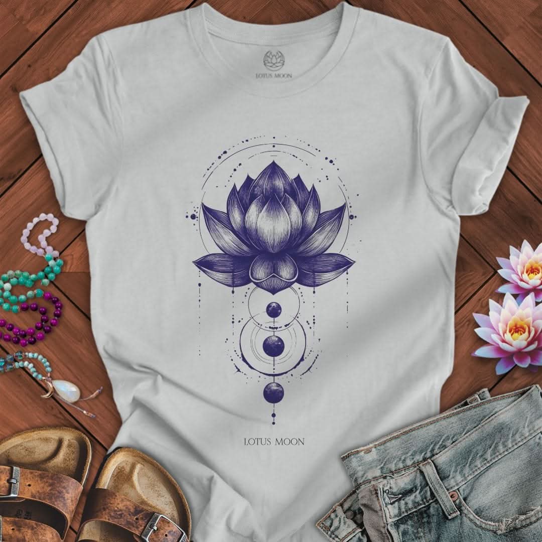 Lotus Ink Drawing T-Shirt – Spiritual Blue Pen Art Tee for Yoga ...