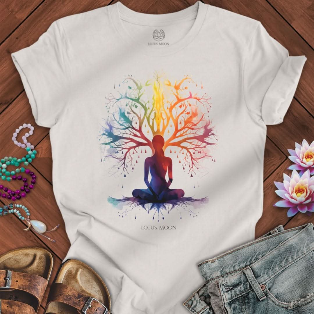 Tree of Thought Meditation Tee – Colorful Yoga Mindfulness Shirt for ...