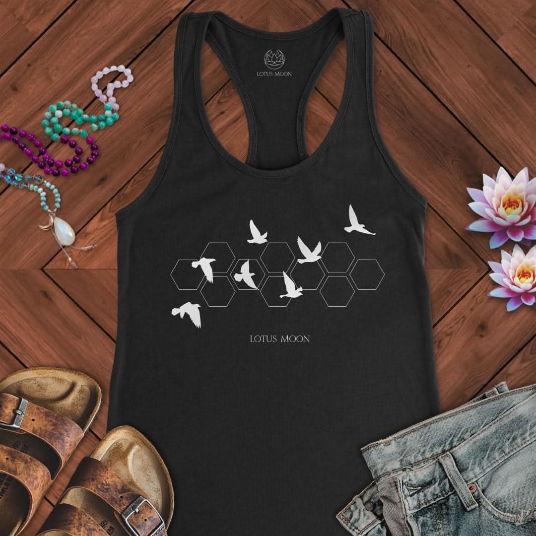 White Flying Birds Tank – Lotus Moon